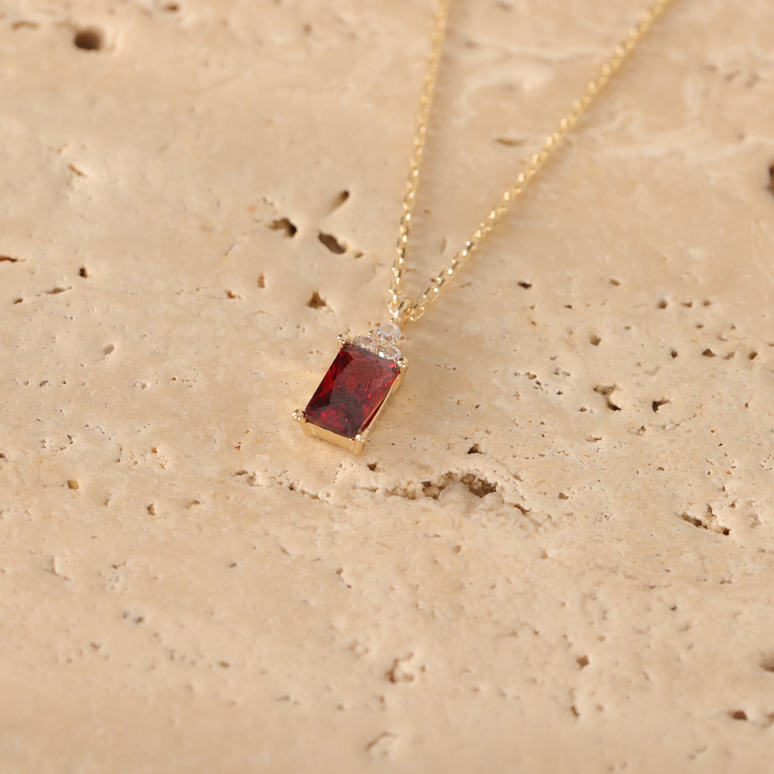 Ruby Necklace, Ruby Pendant, Red Stone Necklace, Dainty Ruby Necklace ...