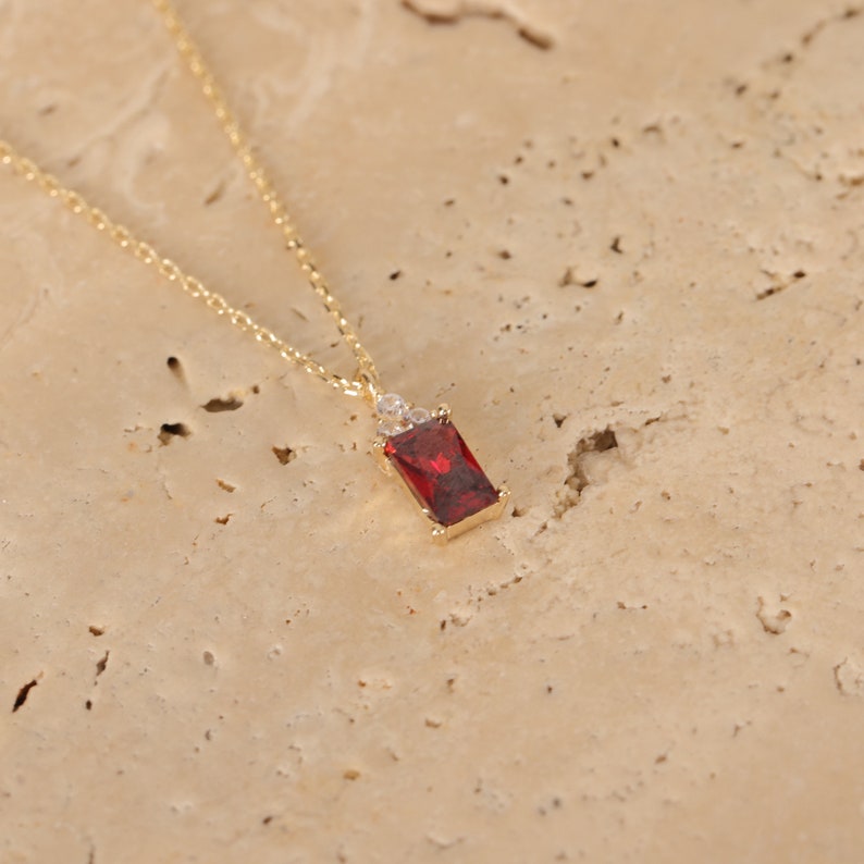 Ruby Necklace, Ruby Pendant, Red Stone Necklace, Dainty Ruby Necklace, July Birthstone, Ruby ...