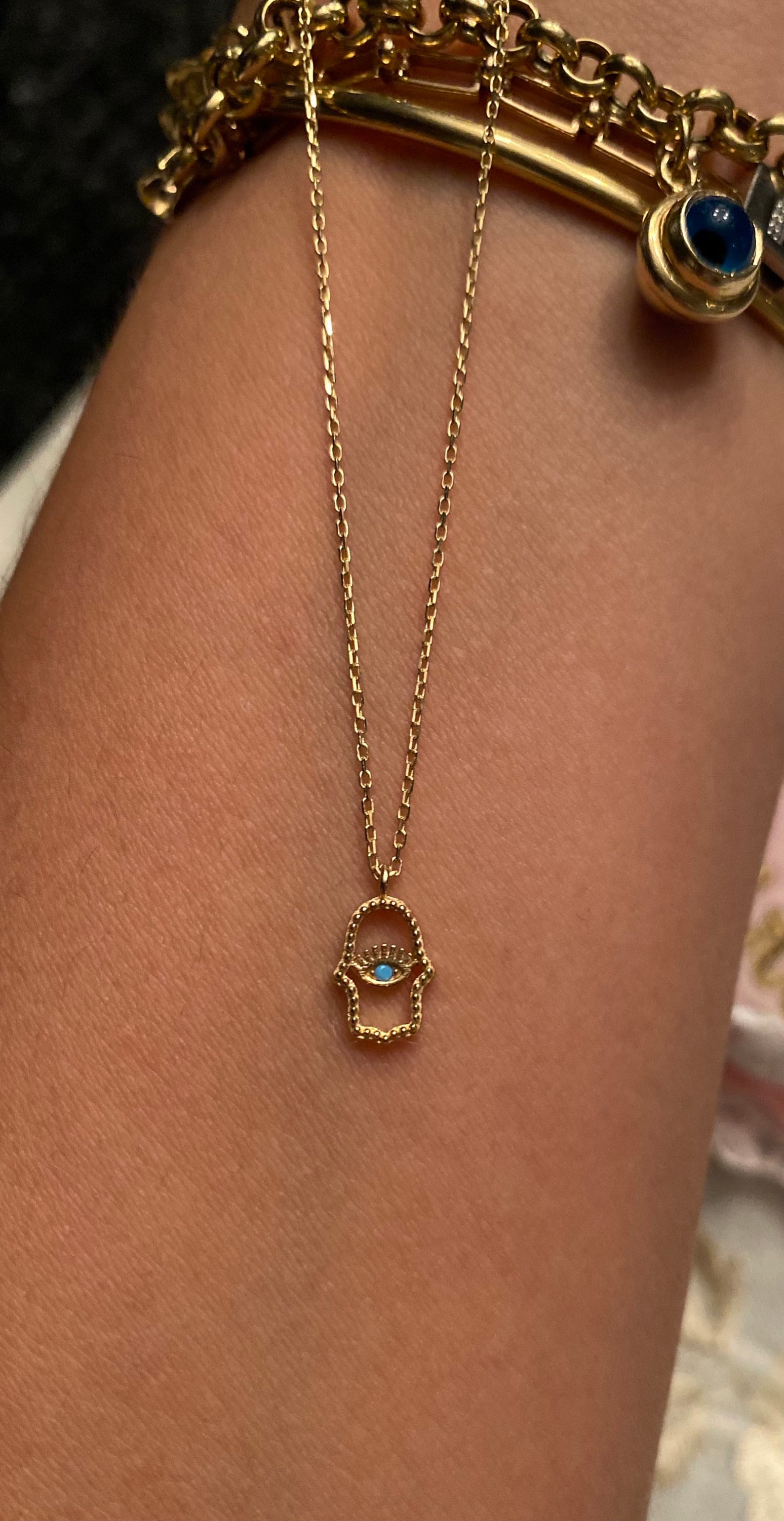 Hamsa Necklace 14k Gold Tiny Hamsa Necklace Hamsa Pendant - Etsy