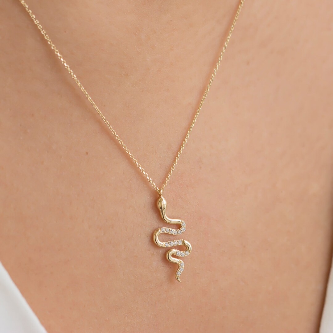Solid Gold Snake, Snake Jewelry, Snake Pendant, Serpent Necklace ...
