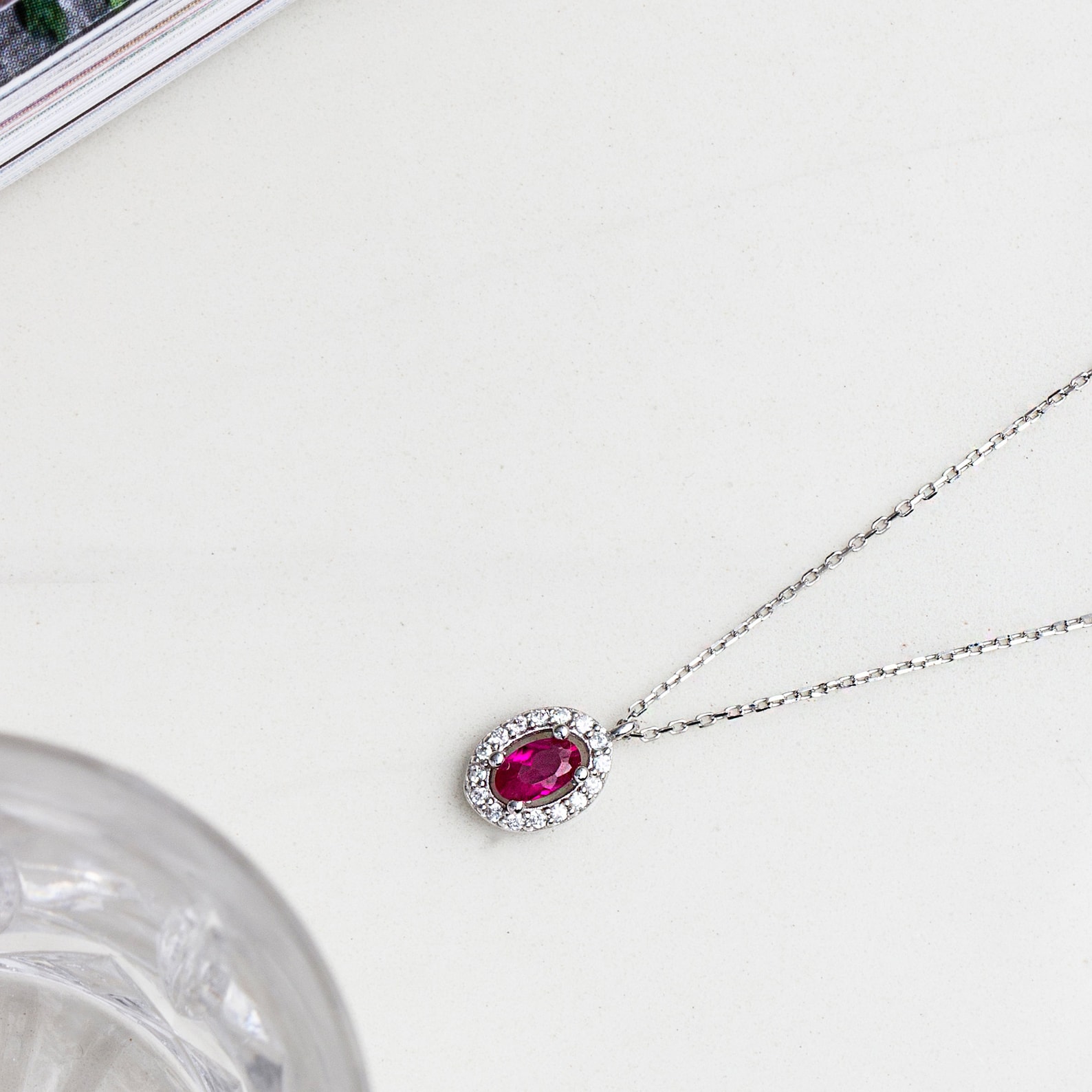 14K Gold Ruby Necklace, Dainty Ruby Necklace, 14K Gold Diamond Necklace ...