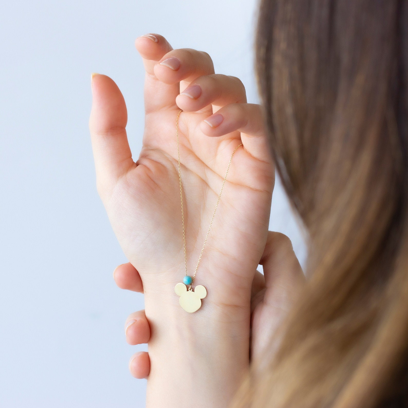 14k Gold Dainty Mouse Necklace, Mouse Pendant, Valentines Day Gift ...