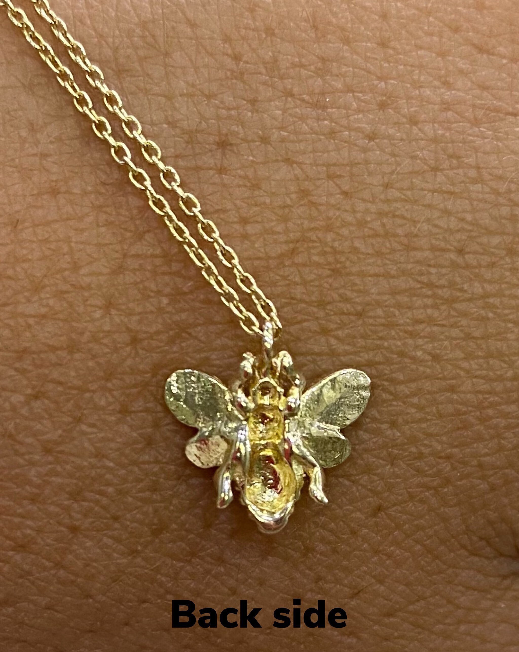 Tiny 14k Solid Gold Bee Necklace 14k Gold Bee Charm or With | Etsy