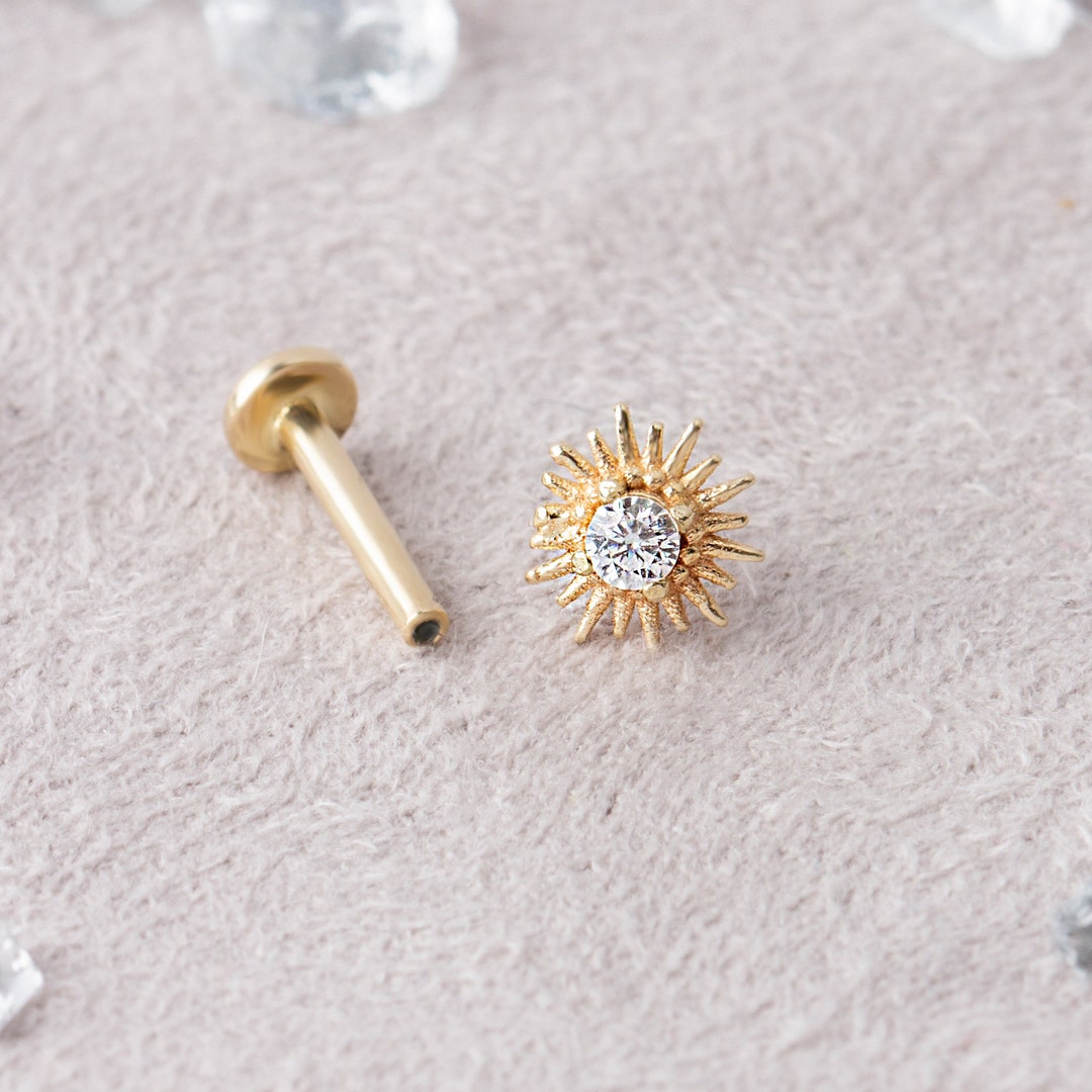 Sun Ray Earrings, Sun Ray Piercing, Sun and Moon Earrings, Sun and Moon ...