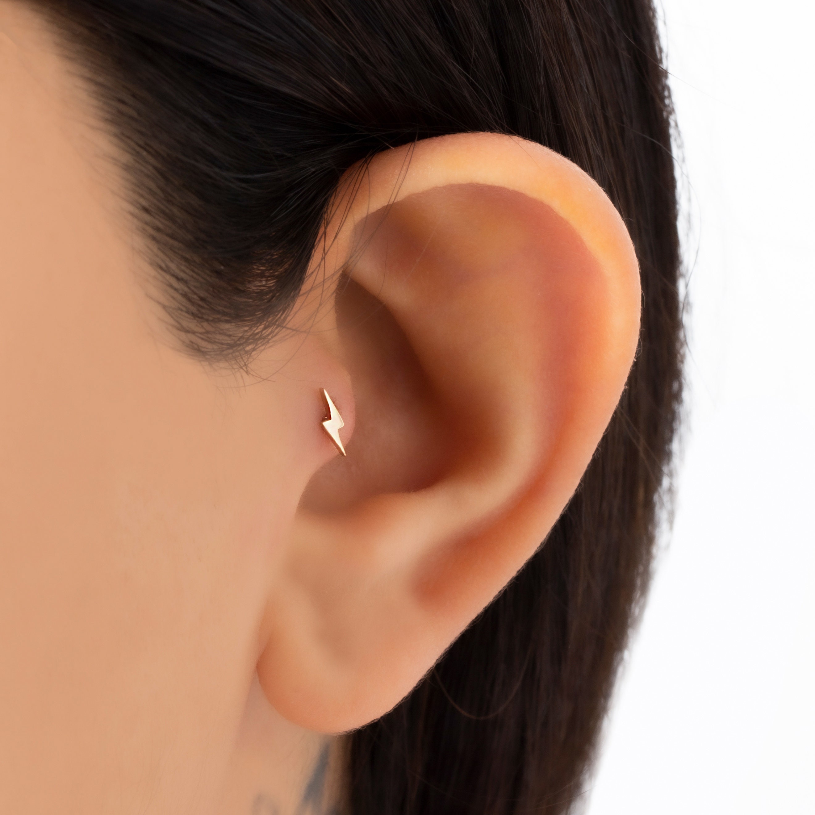 Lightning Bolt Earrings, Lightning Cartilage, Rook Earrings, Conch ...
