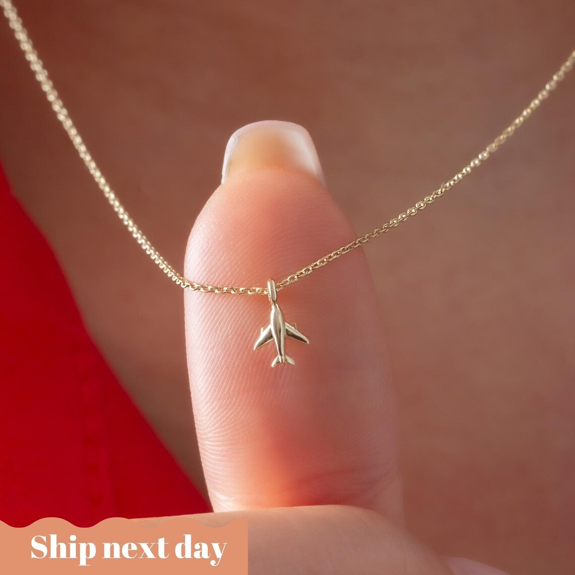 Gold Airplane Necklace Pilot Graduation Gift 14K Gold Plane | Etsy