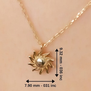 Gold Sun Necklace, 14k Solid Gold Sun Pendant, Solar Celestial Sun ...