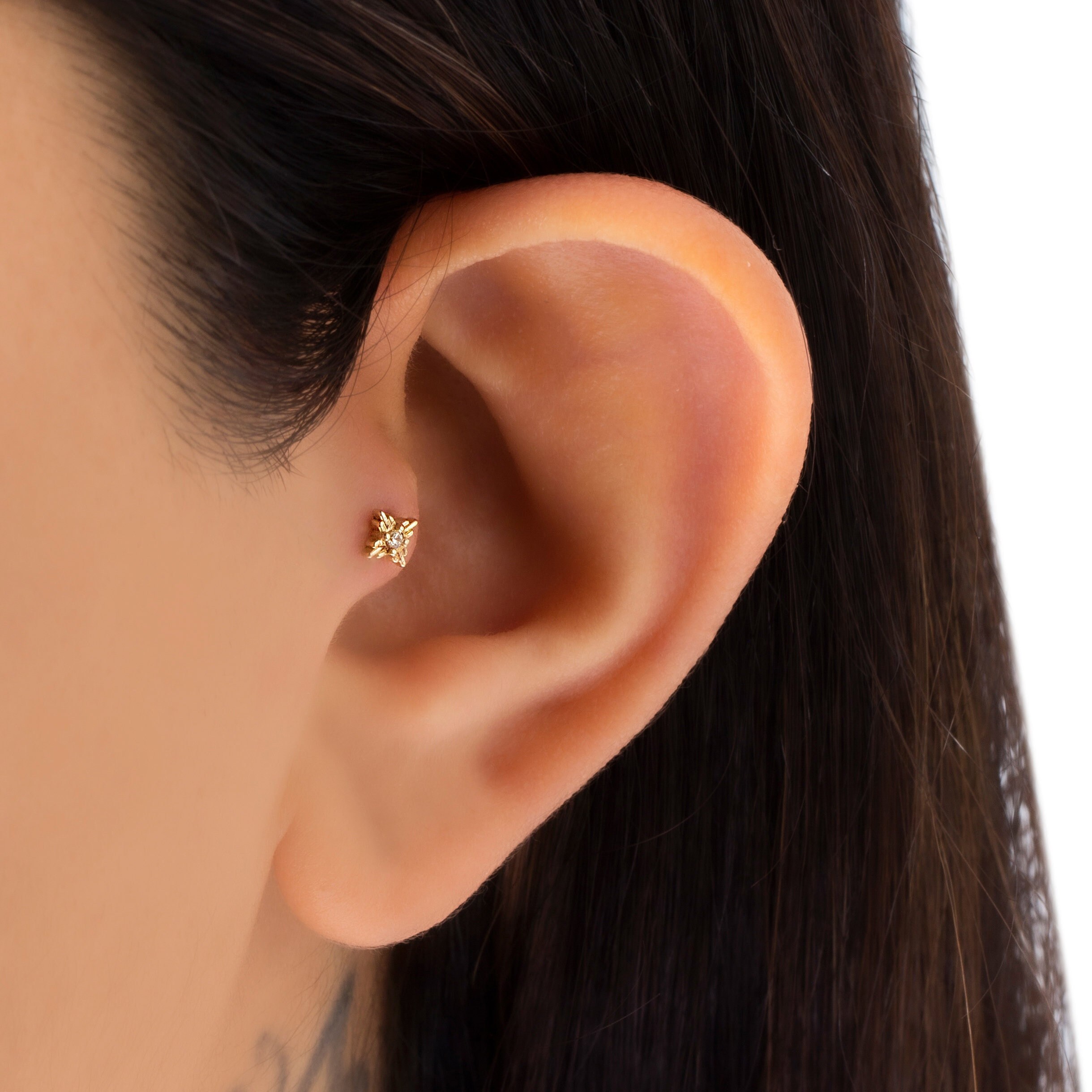 Rook Bar, Gold Industrial Bar, Rook Piercing, Daith Piercing, Rook ...