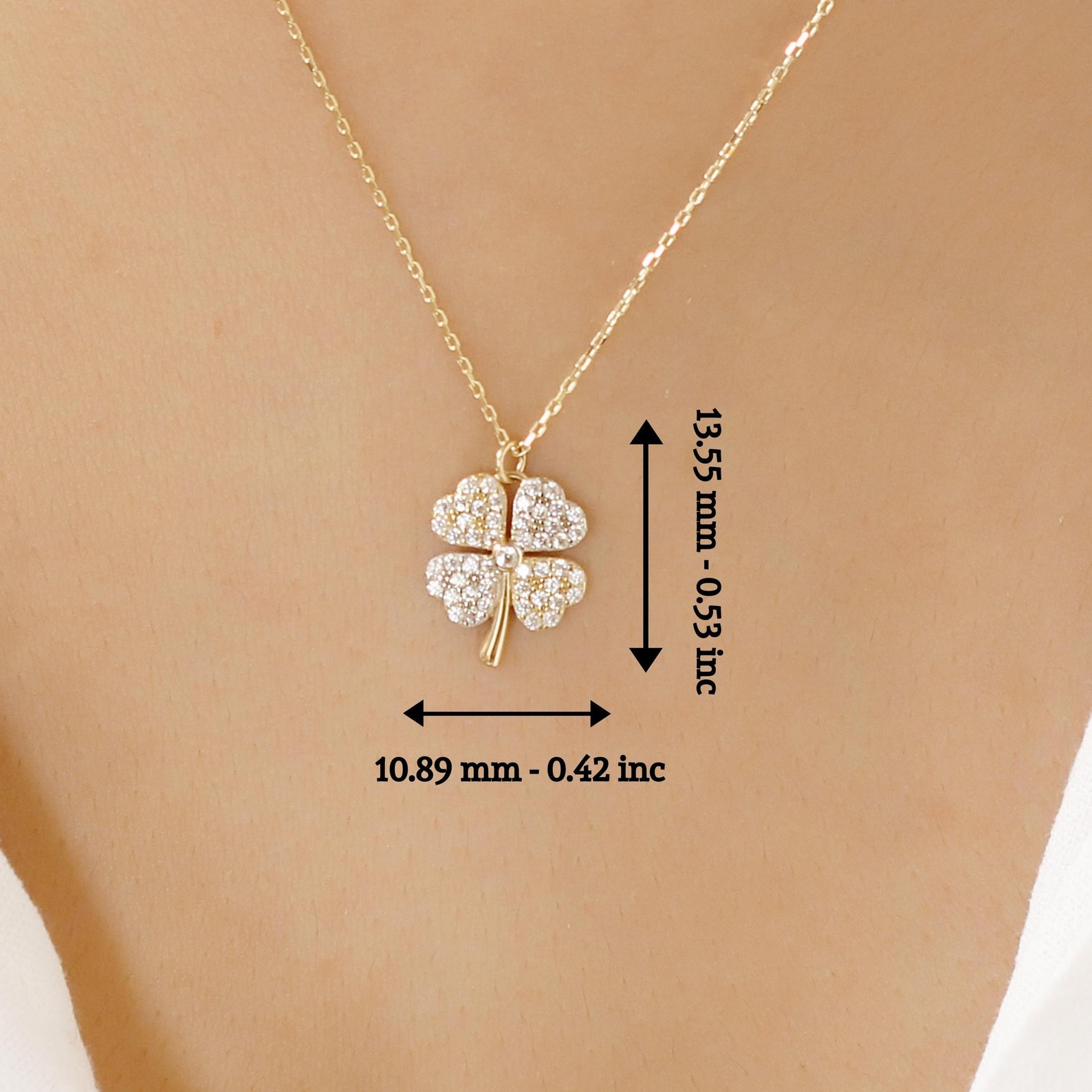 Gold Clover Necklace / 14k Solid Gold Four Leaf Clover - Etsy