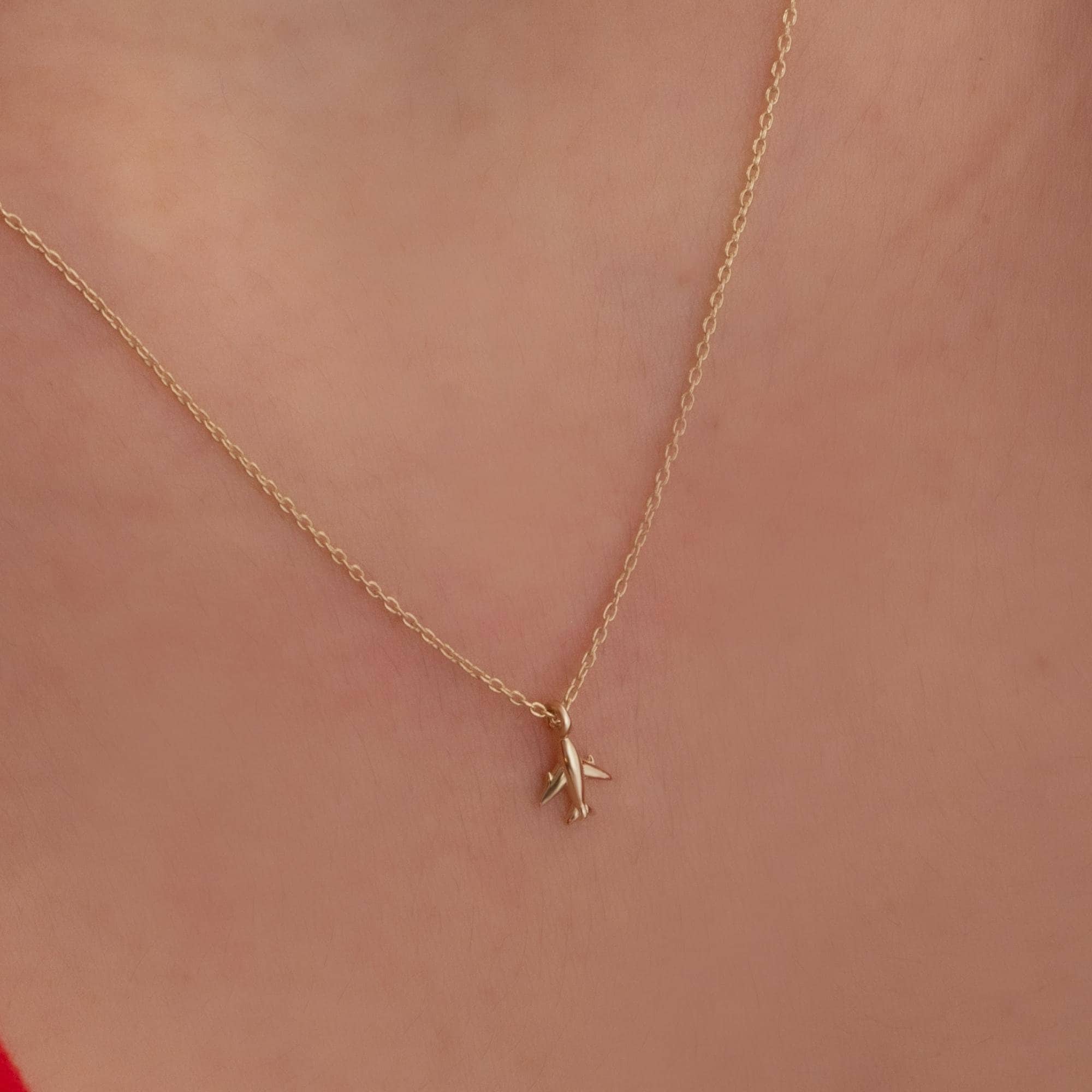 Gold Airplane Necklace Pilot Graduation Gift 14K Gold Plane | Etsy