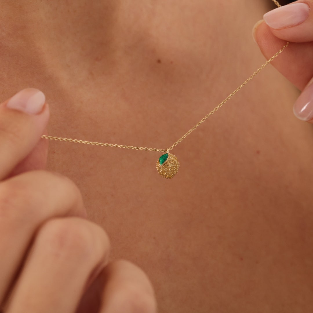 Lemon Necklace, Gold Lemon Pendant, Fruit Necklace, Cute Necklace ...