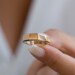 14k Solid Gold Edge Ring, Gold Geometric Band, Unique Sharp Ring ...