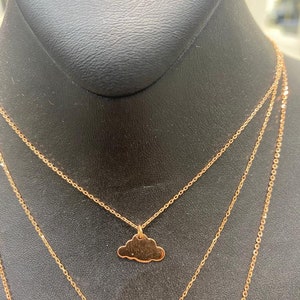 Cloud Necklace, 14k Gold Cloud Pendant, Gold Cloud Charm, Gold Cloud ...