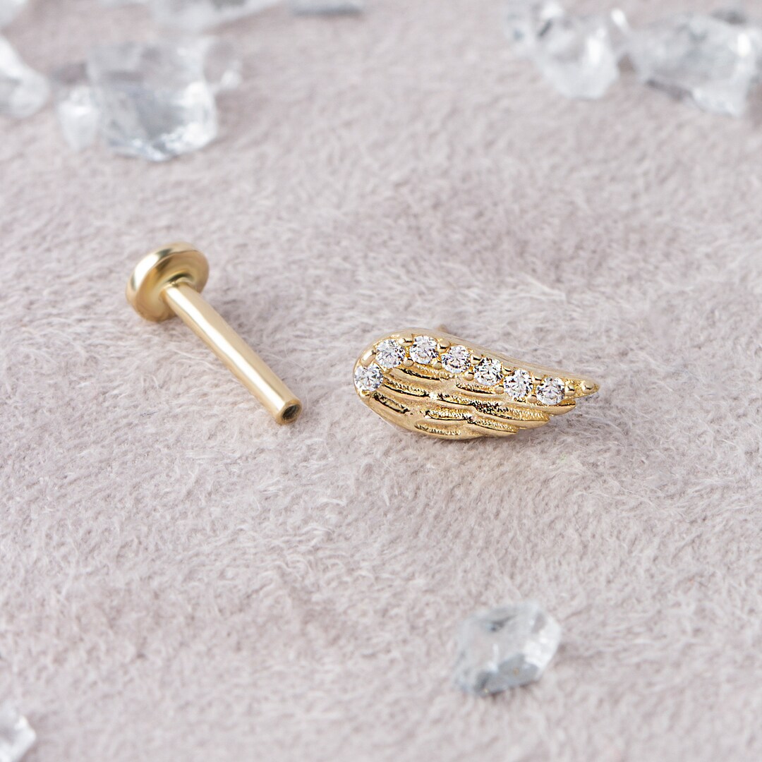 Wing Earrings, Wing Piercing, Cartilage Earring, Helix Earring, Tragus ...