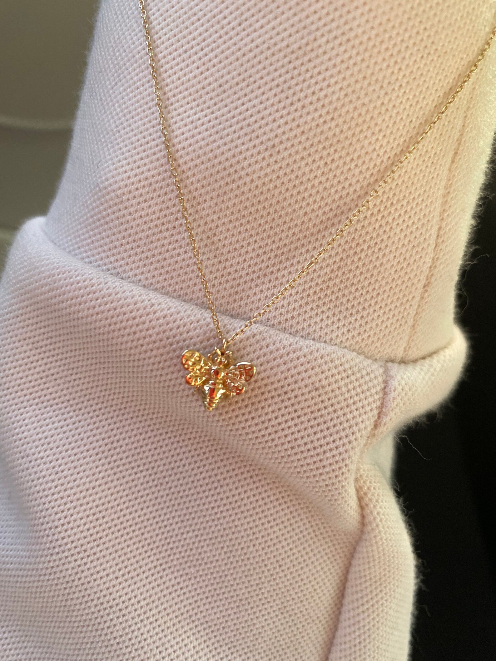 Tiny 14k Solid Gold Bee Necklace 14k Gold Bee Charm or With | Etsy