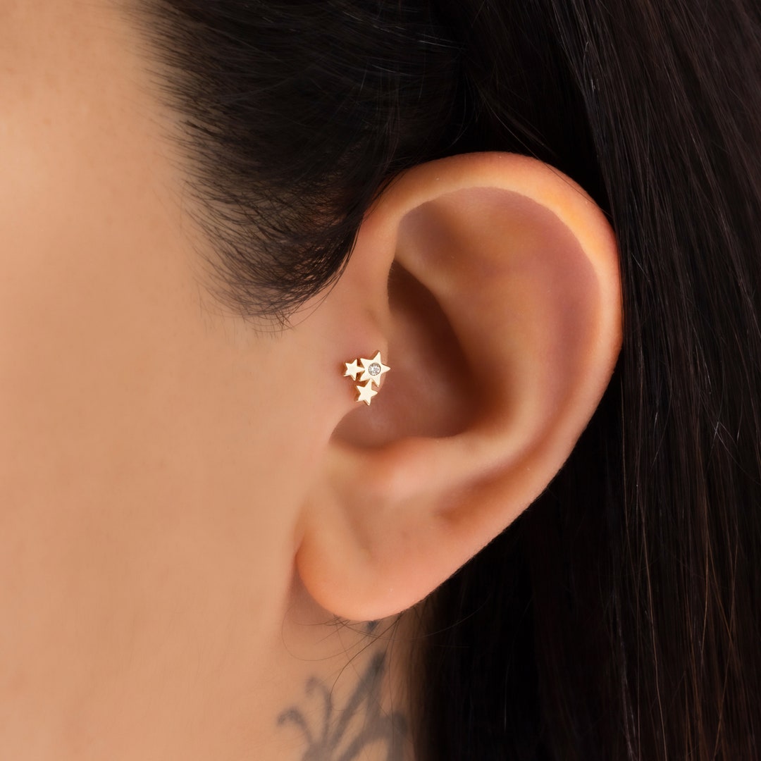 Star Rook Earring, Tiny Star Cartilage Earring, Helix Piercing ...