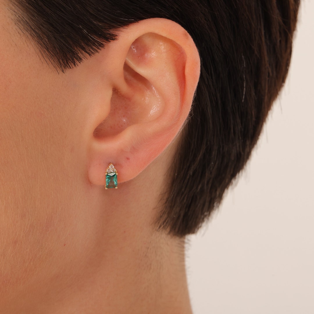 Emerald Earrings, May Birthstone, 14k Gold Earring, Gemstone Earrings ...