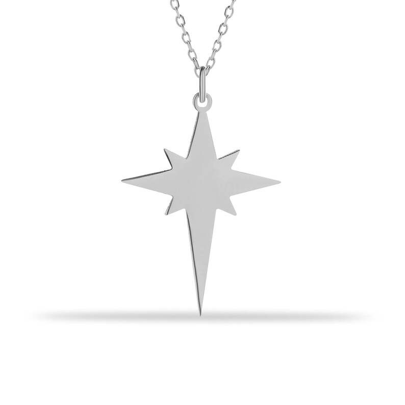 14K Gold North Star Necklace, North Star Pendant, Dainty Celestial ...