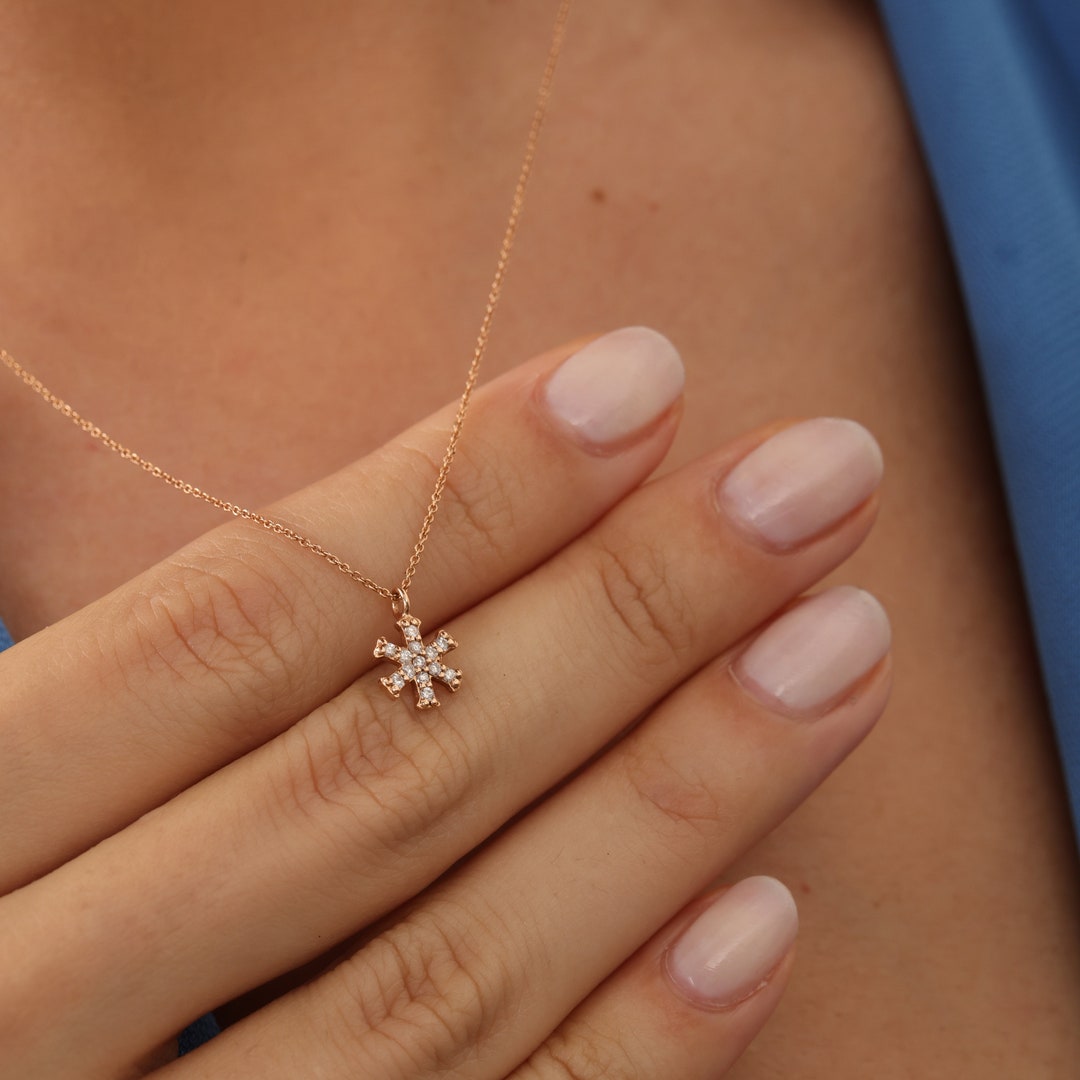 Snowflake Necklace, Winter Symbol, Real Diamond Snowflake, Trendy ...