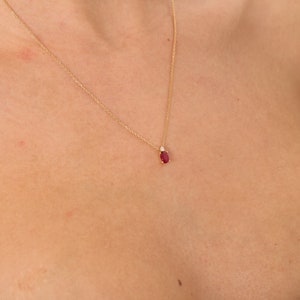 Gold Ruby Drop Necklace, 14k July Birthstone Gift, Red Gemstone Pendant ...