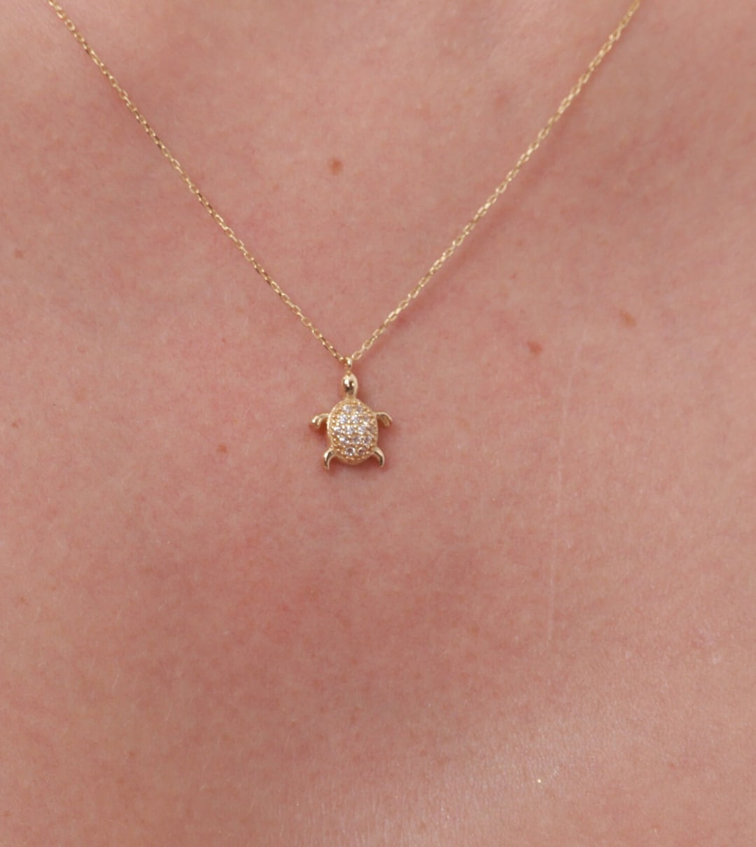 Solid Gold Turtle Necklace, Turtle Pendant, 14k Gold Tortoise, 14k ...