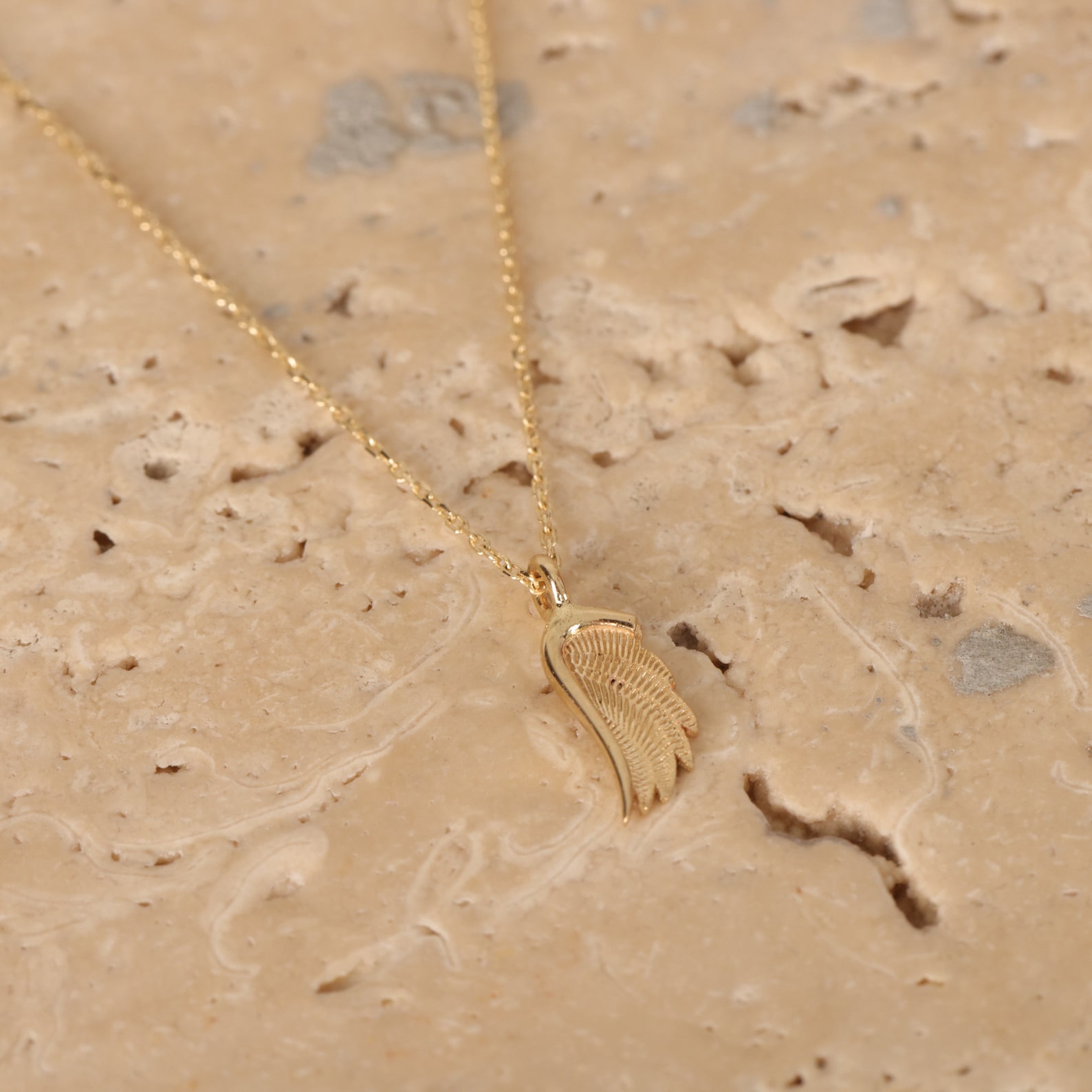 Gold Angel Wing Necklace, Gold Angel Pendant, Engraved Angel Wing Charm ...