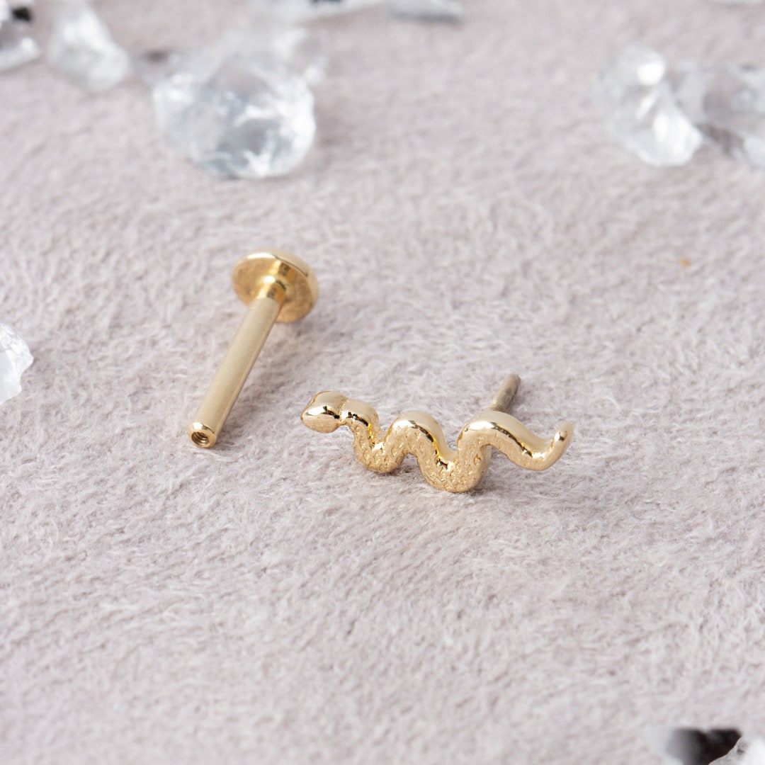 Gold Snake Piercing, Snake Stud Earrings, Snake Piercing, Snake Hoop Earrings, Snake Rook ...