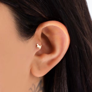 Cat Piercing, Cat Earring, Cartilage Earring, Helix Earring, Tragus ...