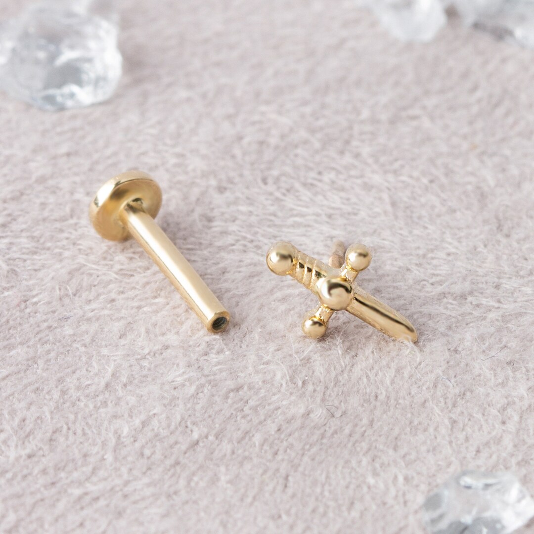 Sword Earrings, Sword Stud Earring, Sword Piercing, Gold Sword Piercing ...