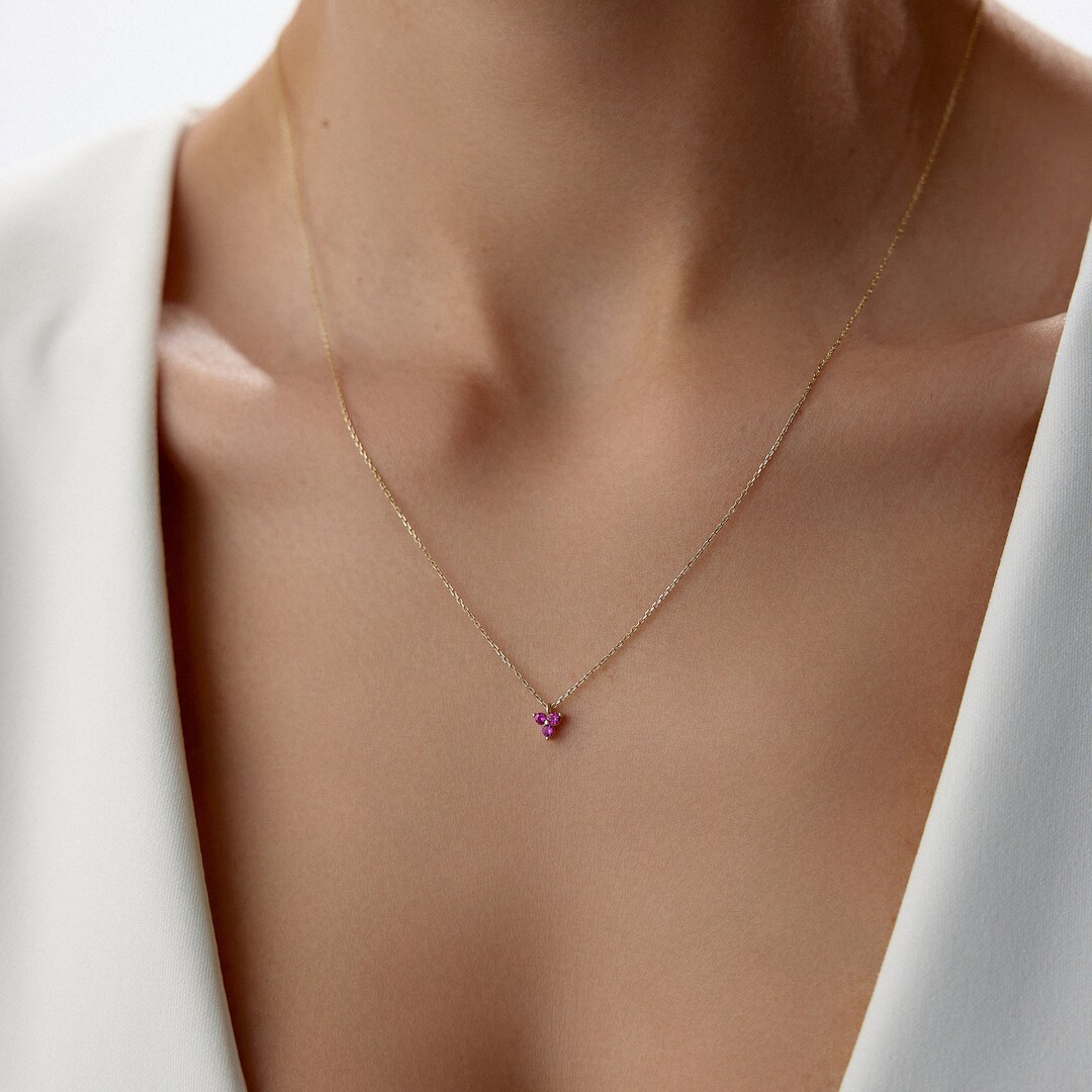 Gold Ruby Necklace, july Birthstone, ruby Pendant, Minimalist Necklace ...