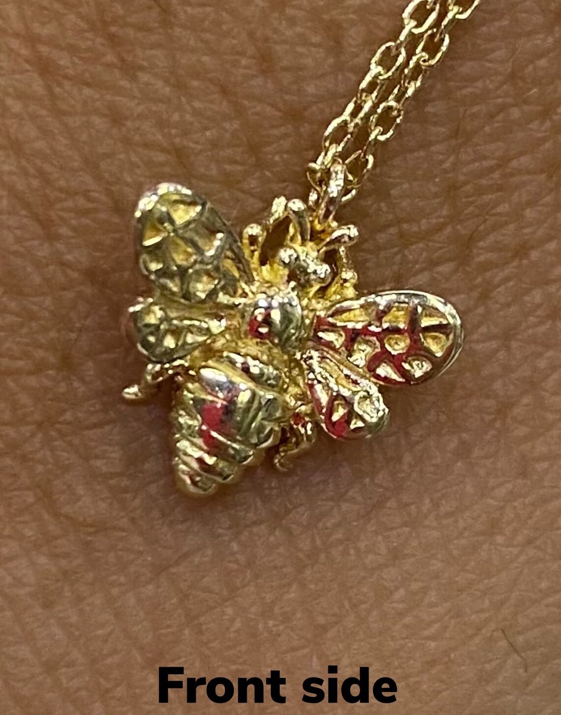 Tiny 14k Solid Gold Bee Necklace 14k Gold Bee Charm or With | Etsy