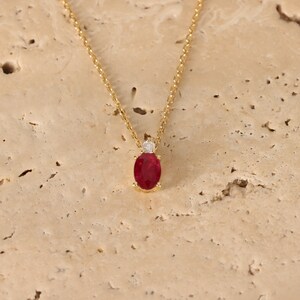 Gold Ruby Drop Necklace, 14k July Birthstone Gift, Red Gemstone Pendant ...