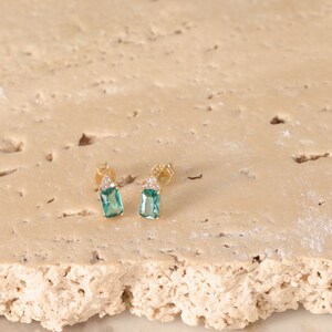 Emerald Earrings, May Birthstone, 14k Gold Earring, Gemstone Earrings ...