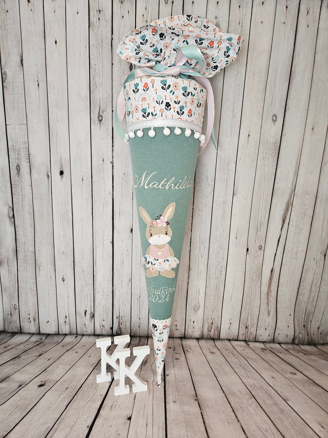 School Cone Rabbit Girl in Mint - Etsy
