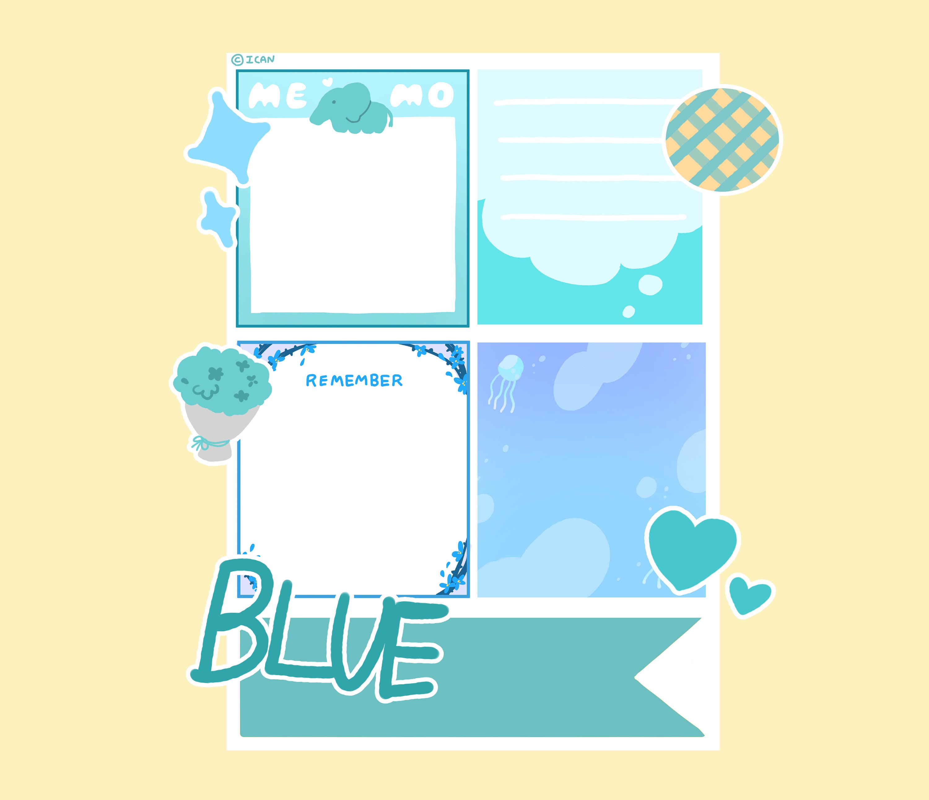 Adorable nota imprimible en color Azul - Etsy España