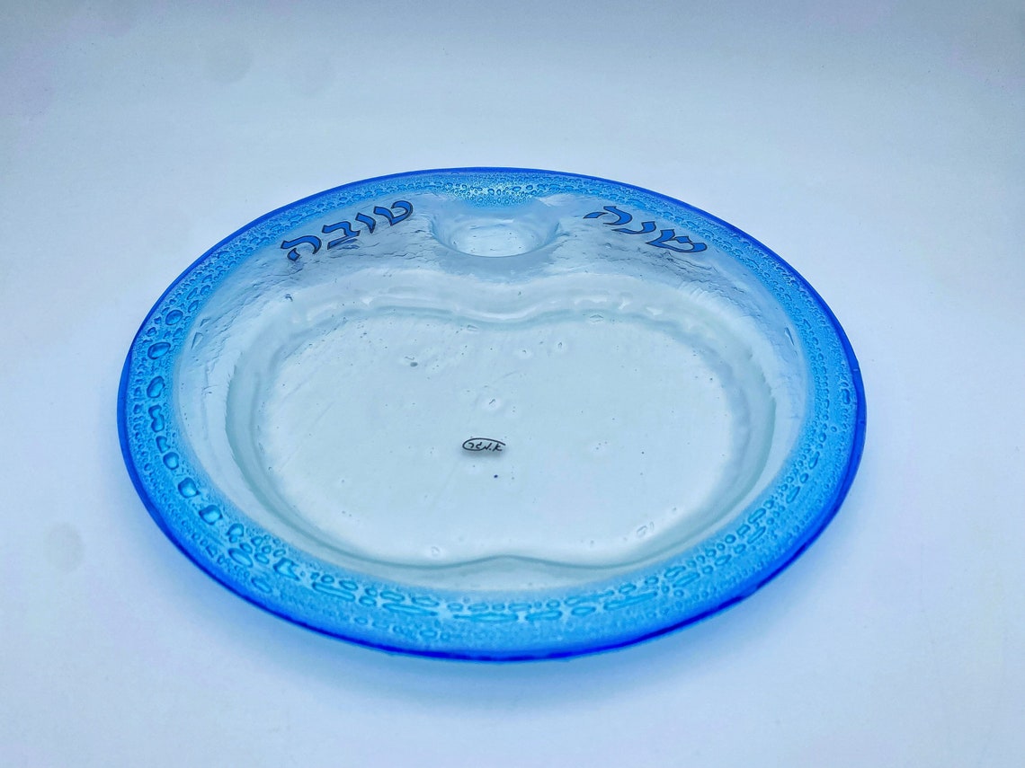 Bubble Glass Rosh Hashanah Apples and Honey Plate Handmade - Etsy