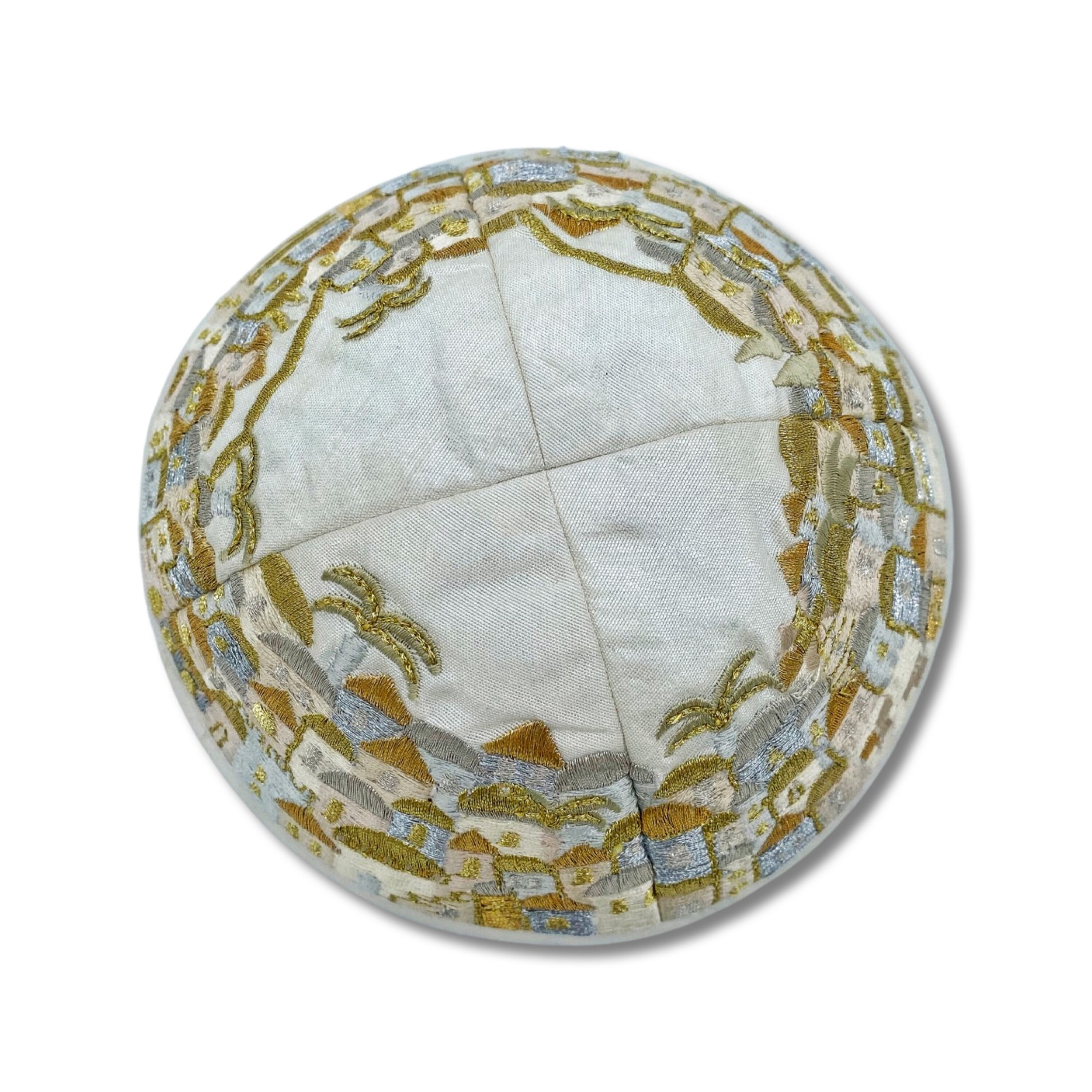 Gold & White Jerusalem Embroidered Kippah Jewish Yarmulke - Etsy