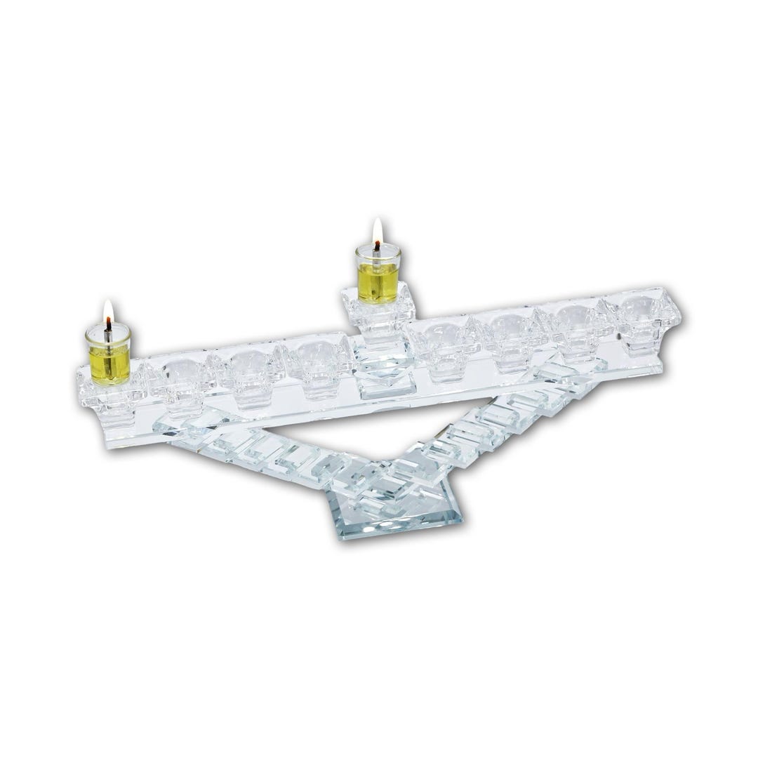 Crystal Clear Hanukkah Menorah for Oil Candles - Etsy