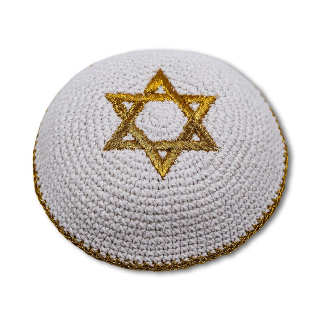 Buy White & Gold Kippah Online in India - Etsy