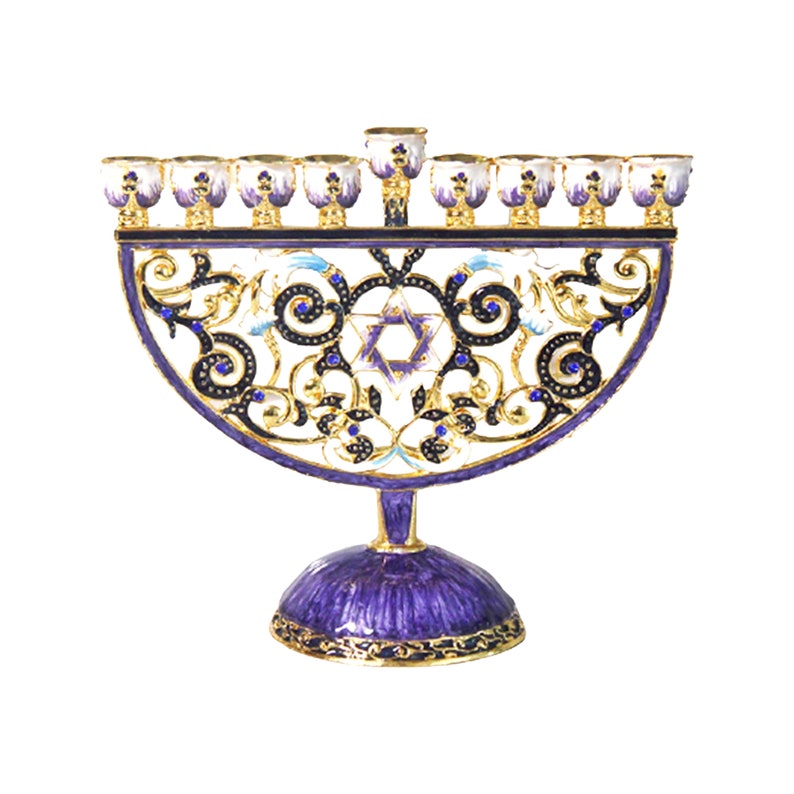 Purple Star of David Enamel Hanukkah Menorah - Etsy Australia