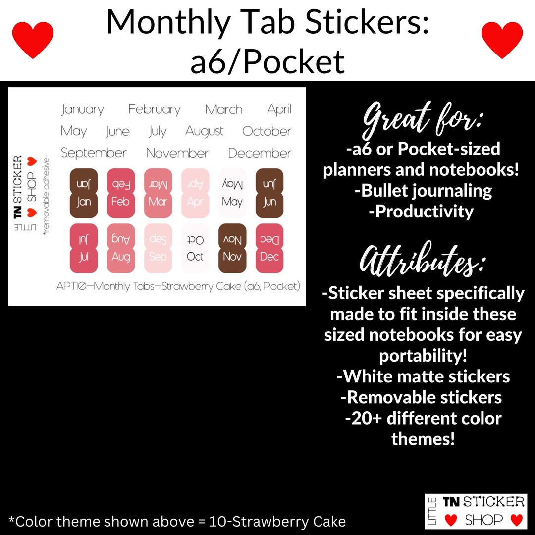Paper Monthly Tab Stickers for A6 or Pocket-sized Notebooks! - Etsy