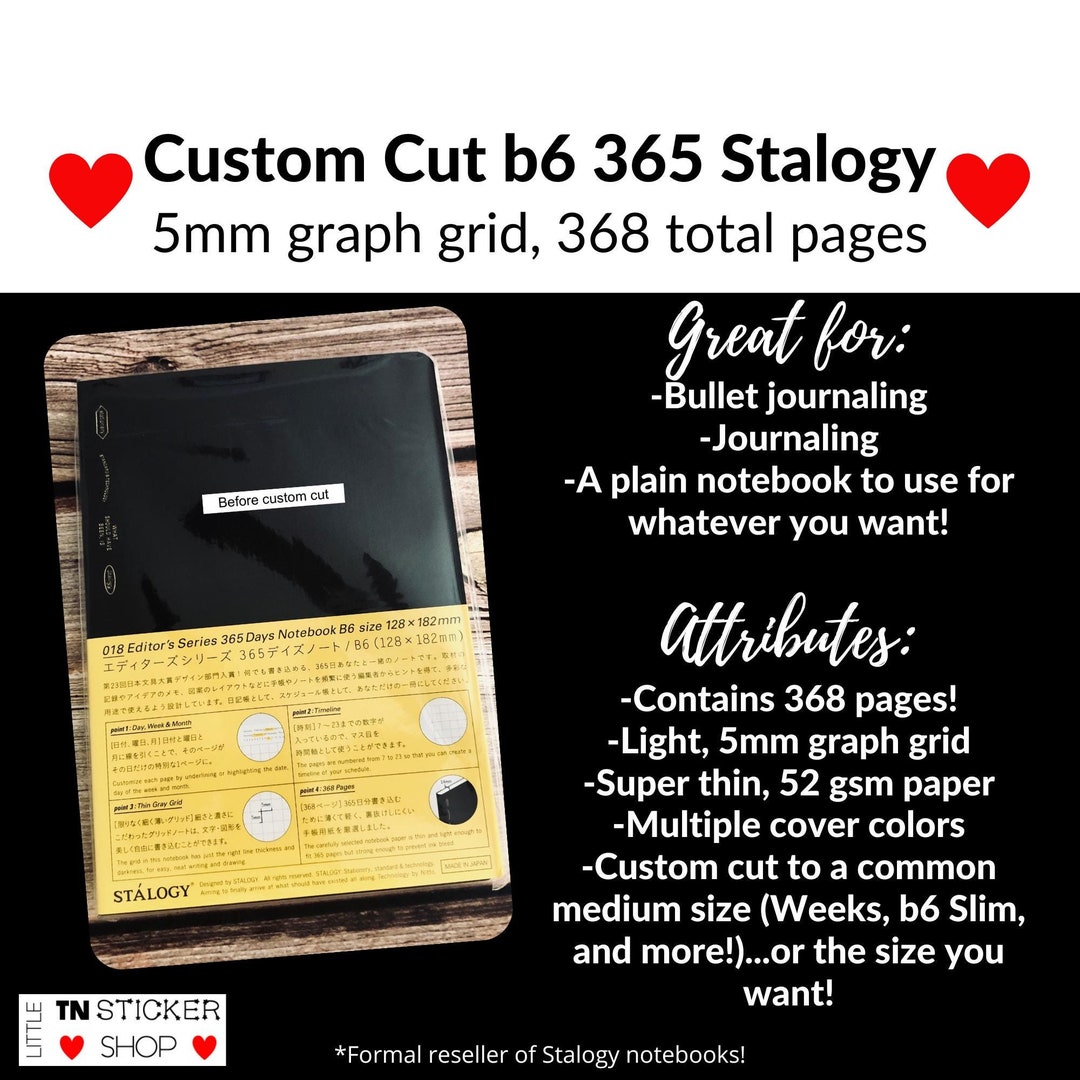 Custom Cut B6 Stalogy 365 Notebook: B6 Slim, Weeks, Personal and More ...