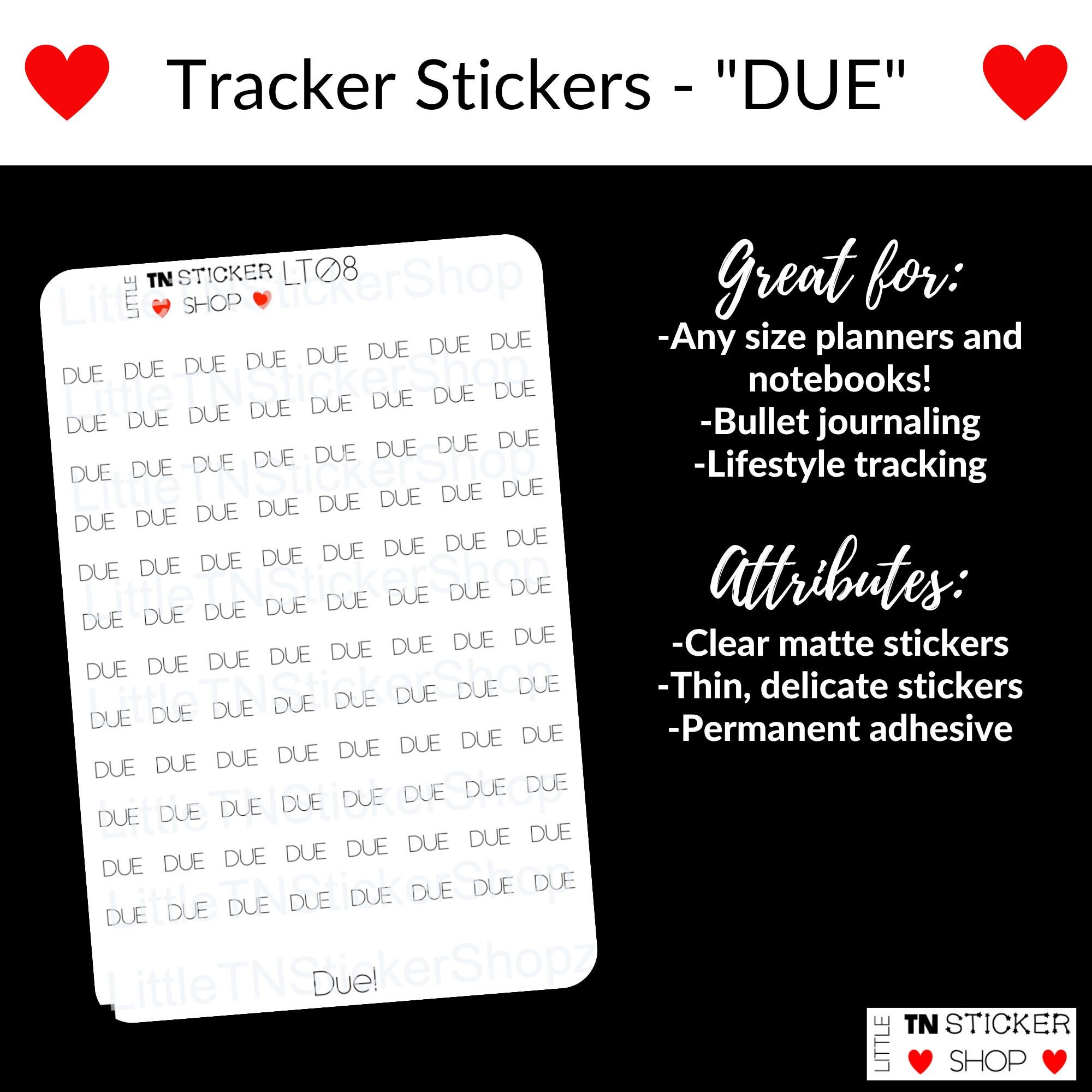 Clear mini due date stickers for any size planner and - Etsy 日本