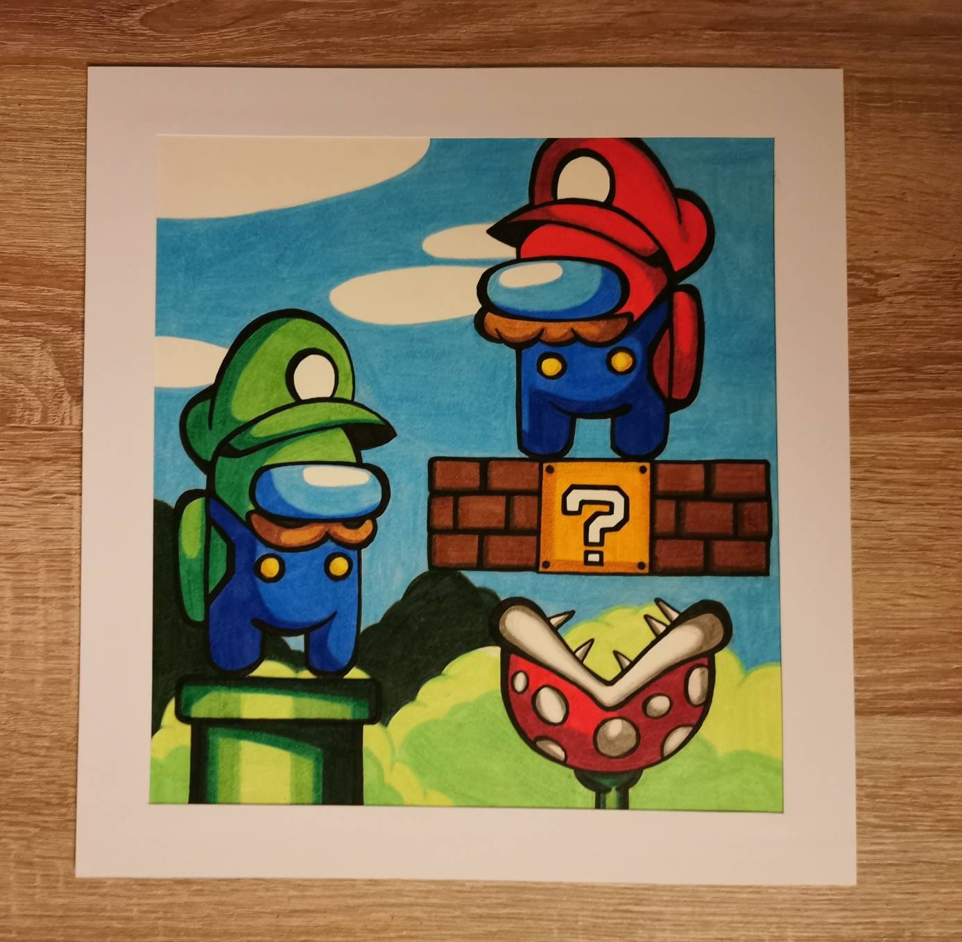 Super Mario Among Us Coloured Pencil Drawing | Etsy