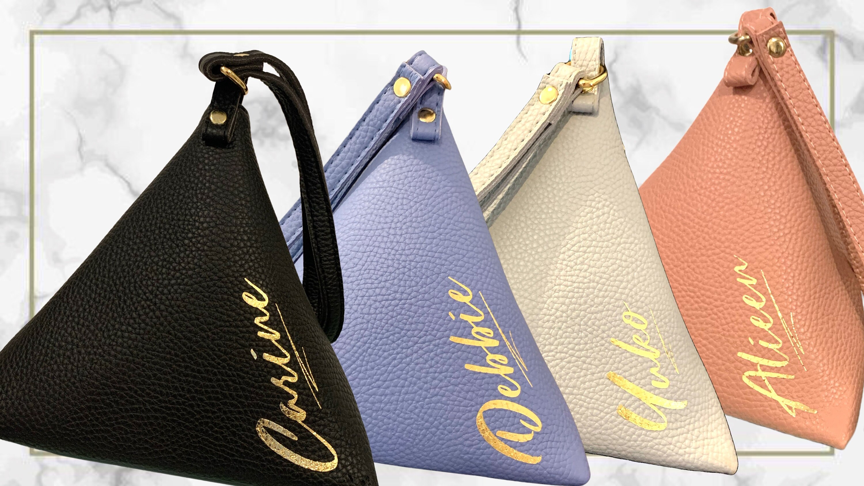 Personalised Pyramid Satchel Custom Triangle Handbag Clutch Wristlet ...