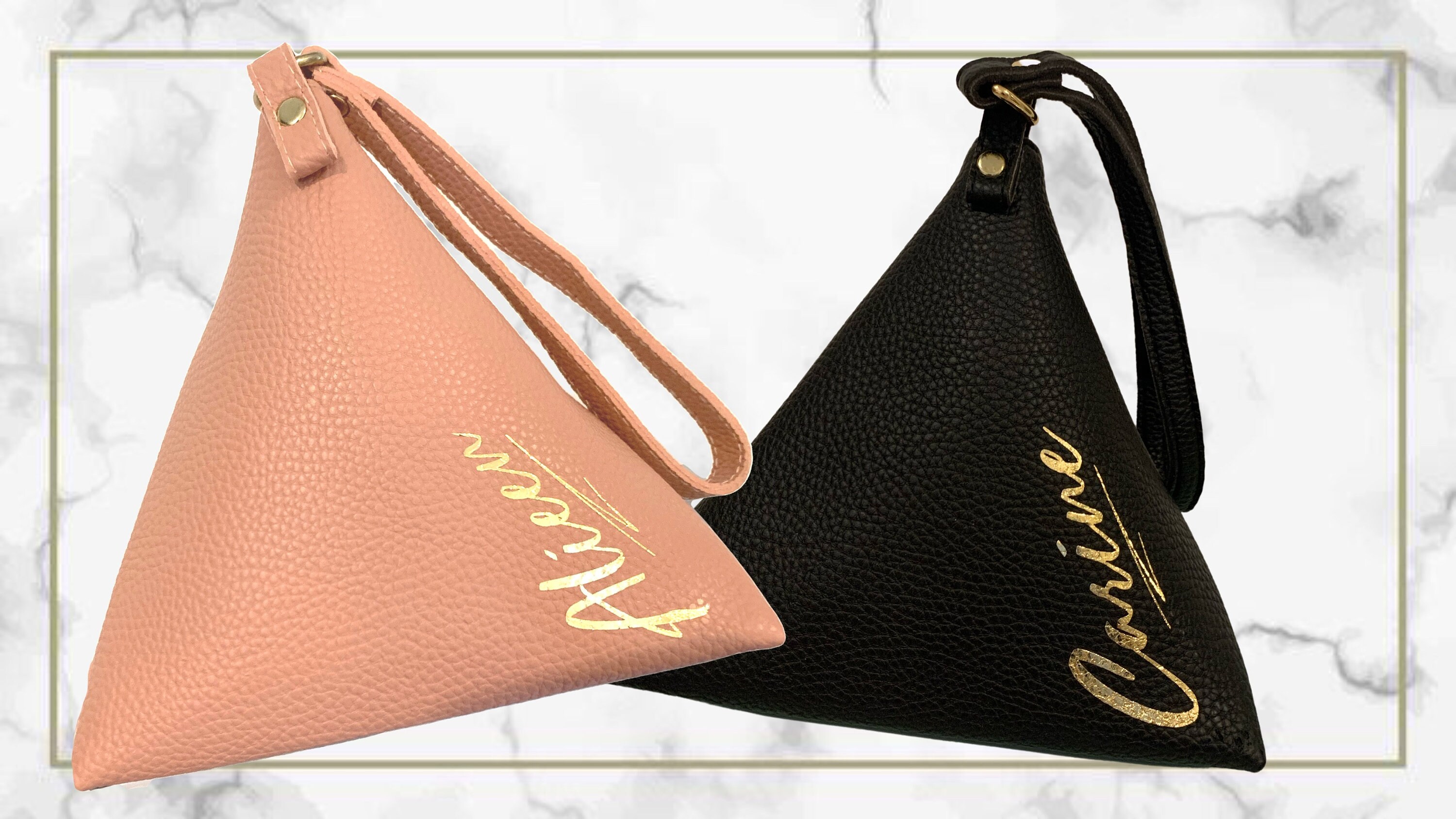 Personalised Pyramid Satchel Custom Triangle Handbag Clutch Wristlet ...