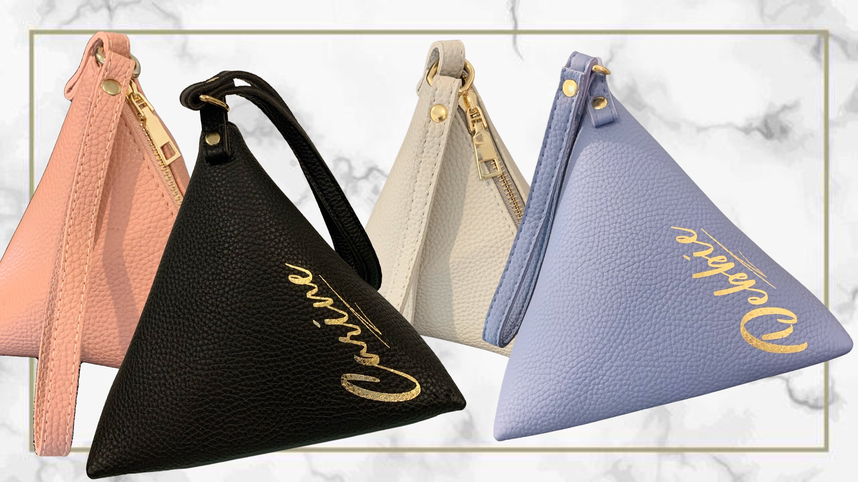 Personalised Pyramid Satchel Custom Triangle Handbag Clutch Wristlet ...