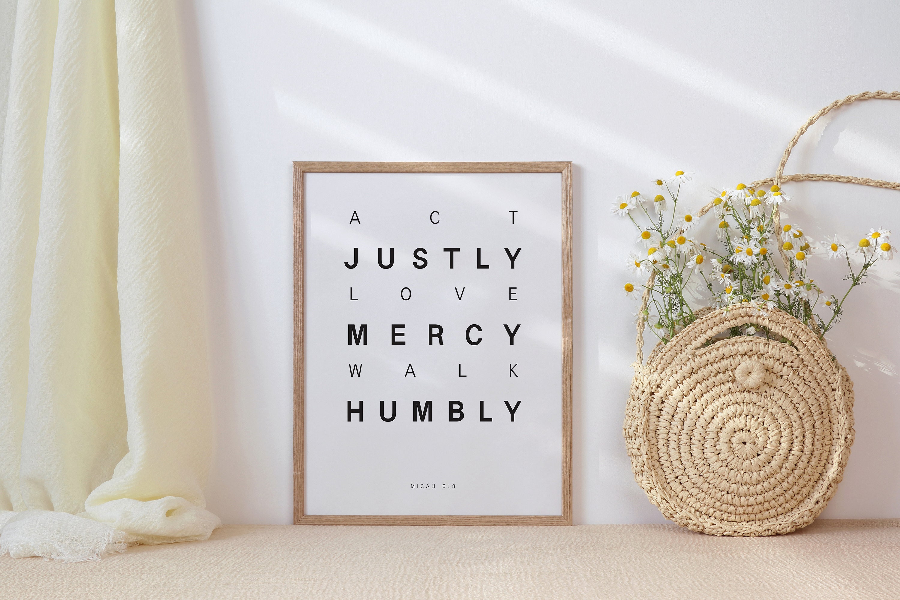 Bible Verse Wall Art, Micah 6:8, Act Justly, Love Mercy, Walk Humbly ...