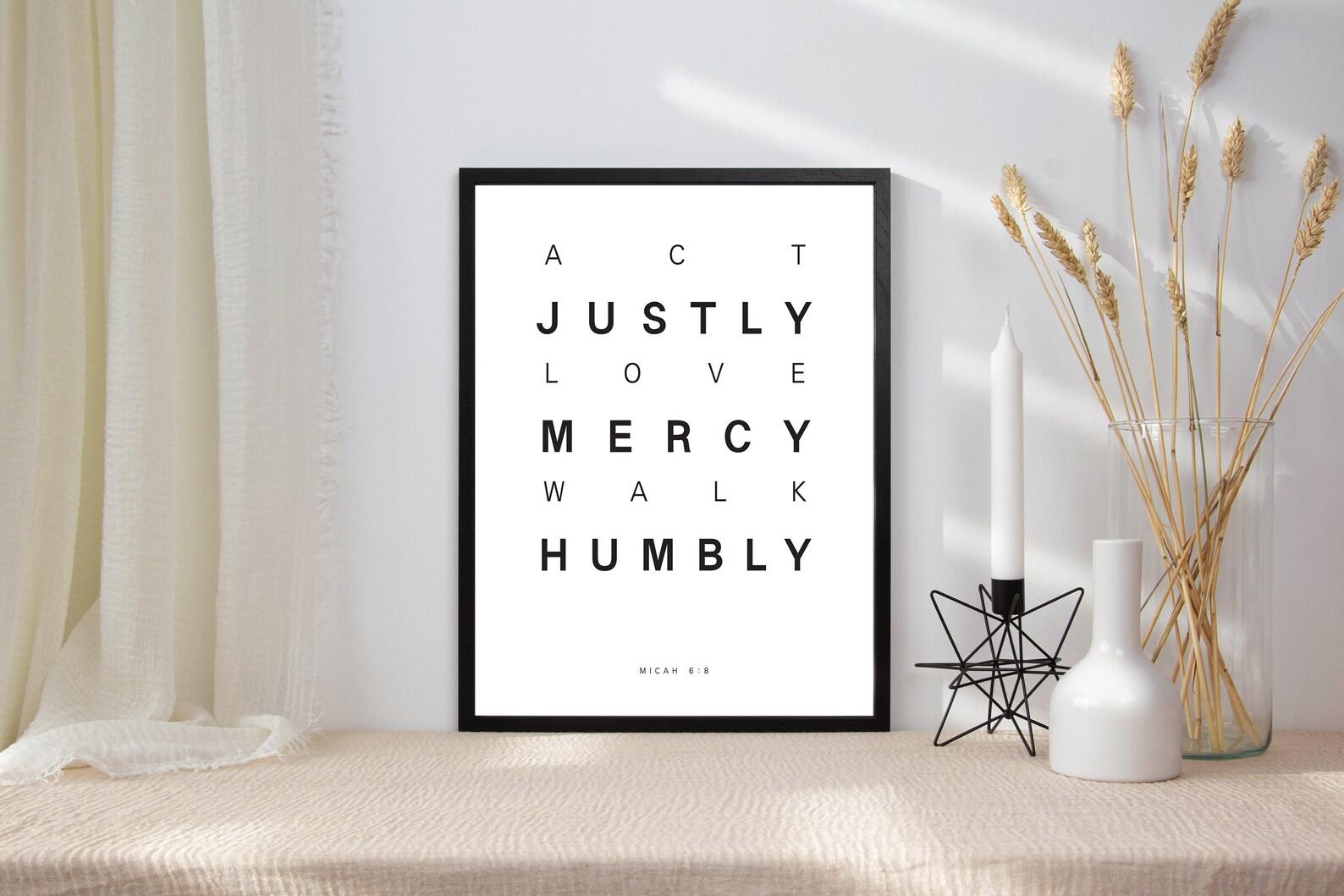 Bible Verse Wall Art, Micah 6:8, Act Justly, Love Mercy, Walk Humbly ...