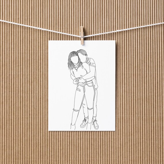 Custom Line Drawing From Couple Photo Custom Line Art Custom - Etsy